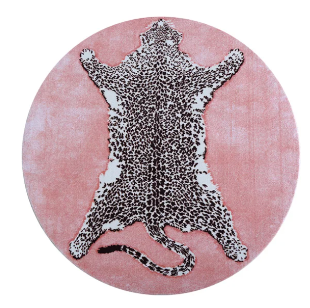 Round Pink Leopard Rug – Basic Outline Interiors