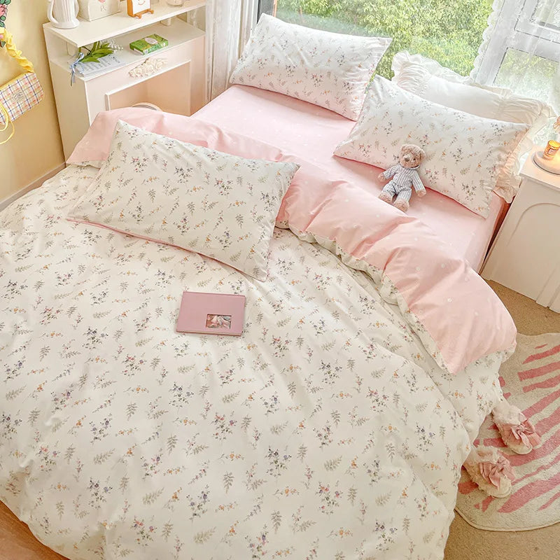 Pink Floral Bedding Set For Girls – Basic Outline Interiors