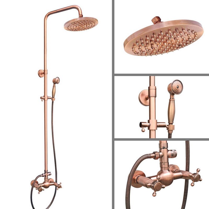 Antique Copper Brass Wall Mounted Bathroom Rain Shower set – Basic ...